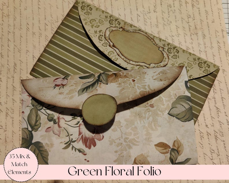 Green Floral Folio, Mix-and-match Elements – Customizable, Handcrafted ...