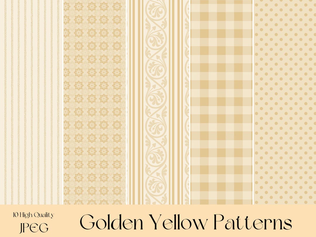 Soft Golden Yellow Pattern Paper Pack for Scrapbooks, Junk Journals ...