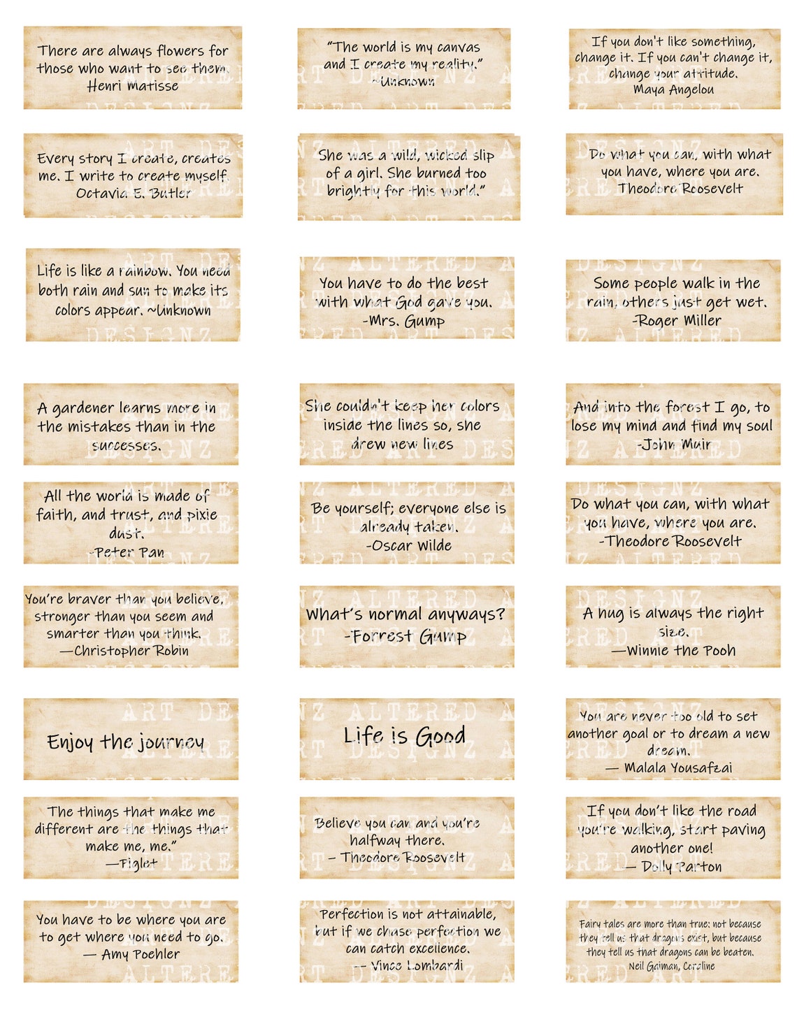 Printable Junk Journal Words and Labels, Inspirational Quotes for ...