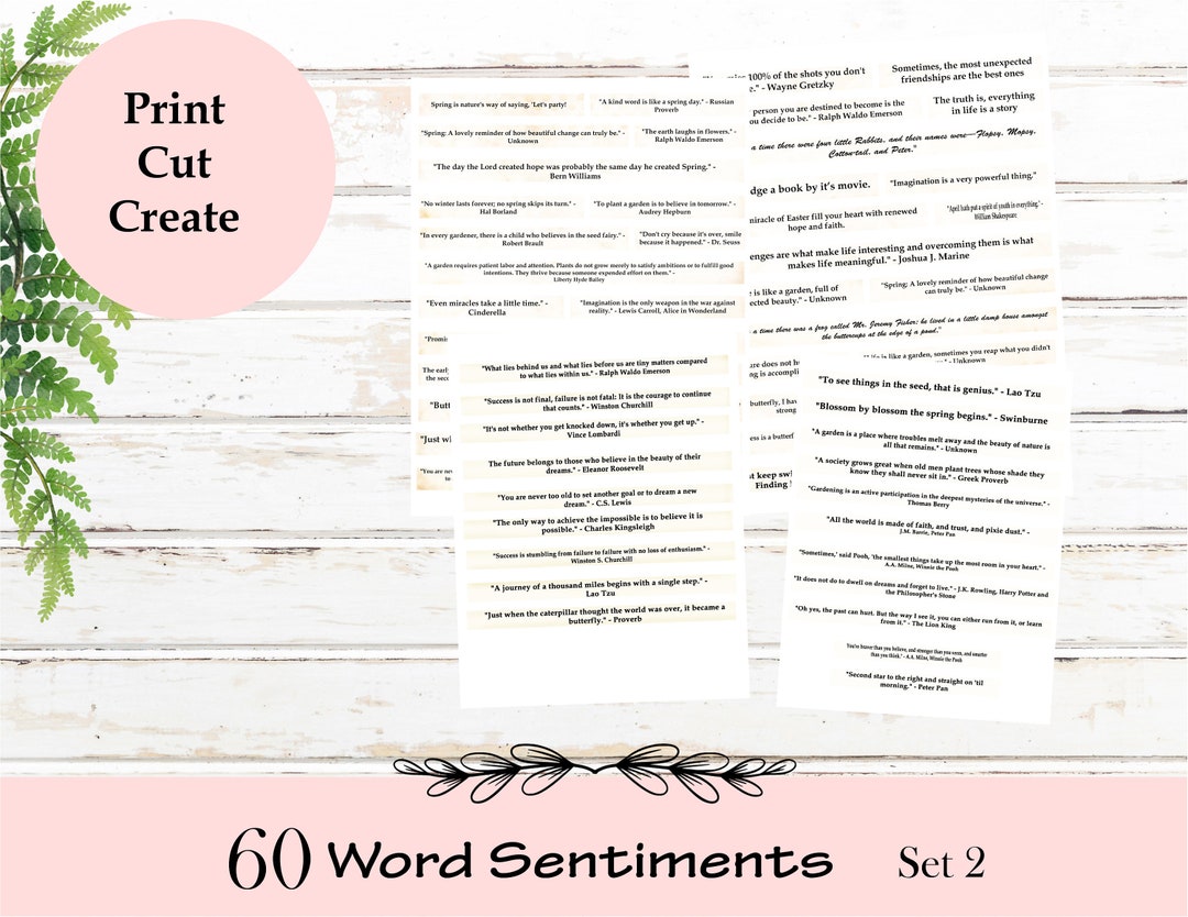Word Sentiments and Quotes for Junk Journals, Glue Books, Decoupage ...