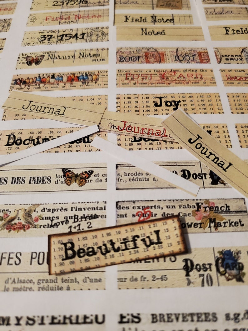60 Junk Journal Ephemera Mini-label Embellishment - Etsy