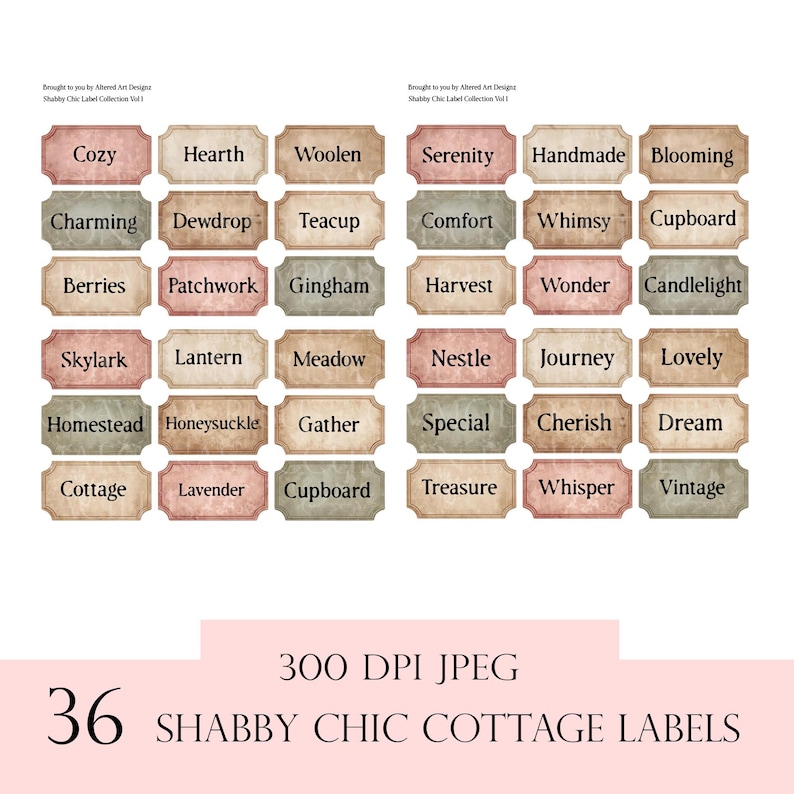 Shabby Chic Cottage Labels, Junk Journal Ephemera • Digital Download - Etsy