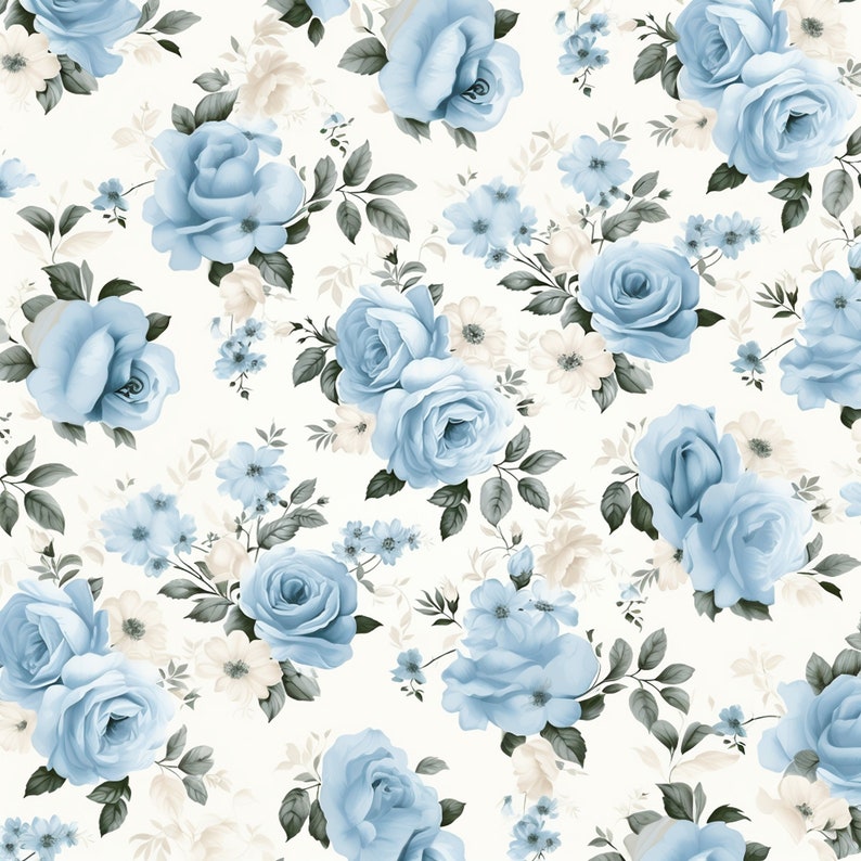 Shabby Blue Floral Backgrounds for Scrap-booking Journals - Etsy