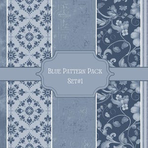 Blue Soft Washed Backgrounds for Scrapbook & Junk Journal Folios ...
