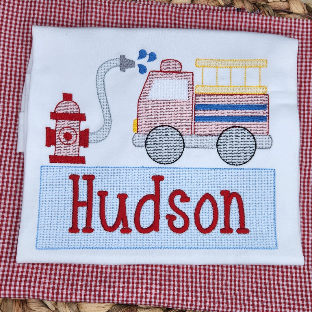 Personalized Fire Truck Embroidery - Etsy