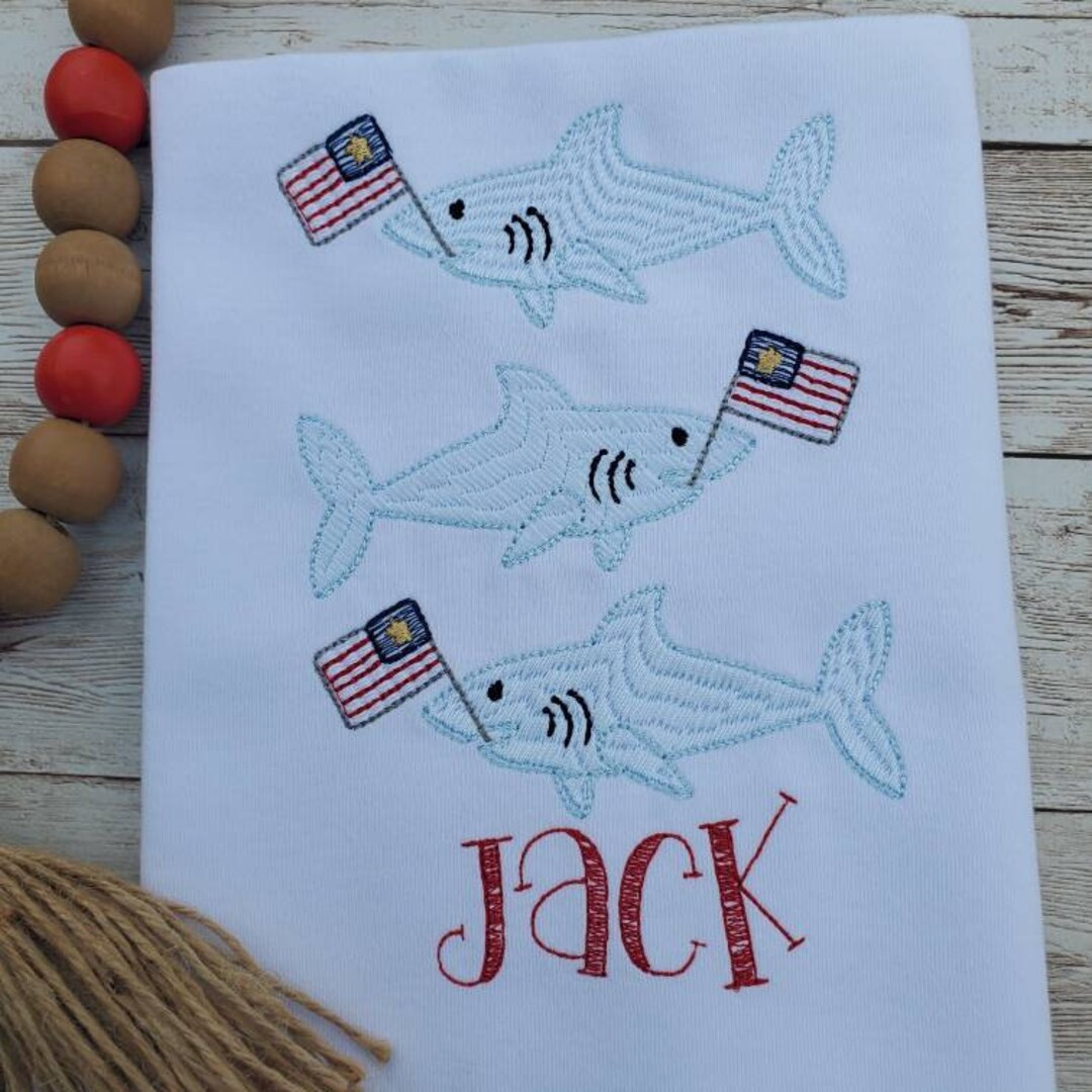 Patriotic Sharks With American Flags/ Shark Shirt/ American - Etsy