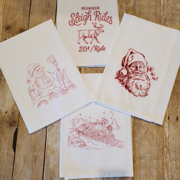 Christmas Redwork - Etsy