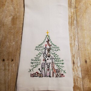 Embroidered Dog Christmas Tree Towel - Etsy