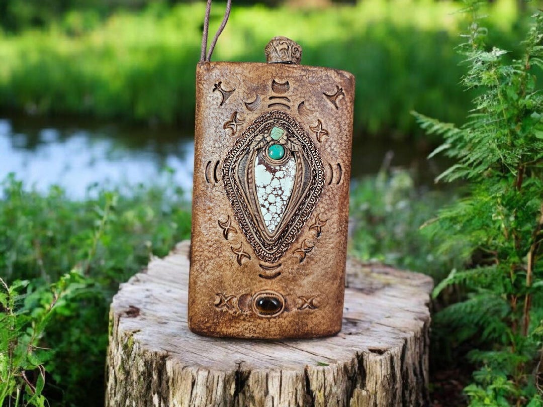 Renaissance Flask Gemstone and Artisan Clay Usable Drinking Flask Sam ...