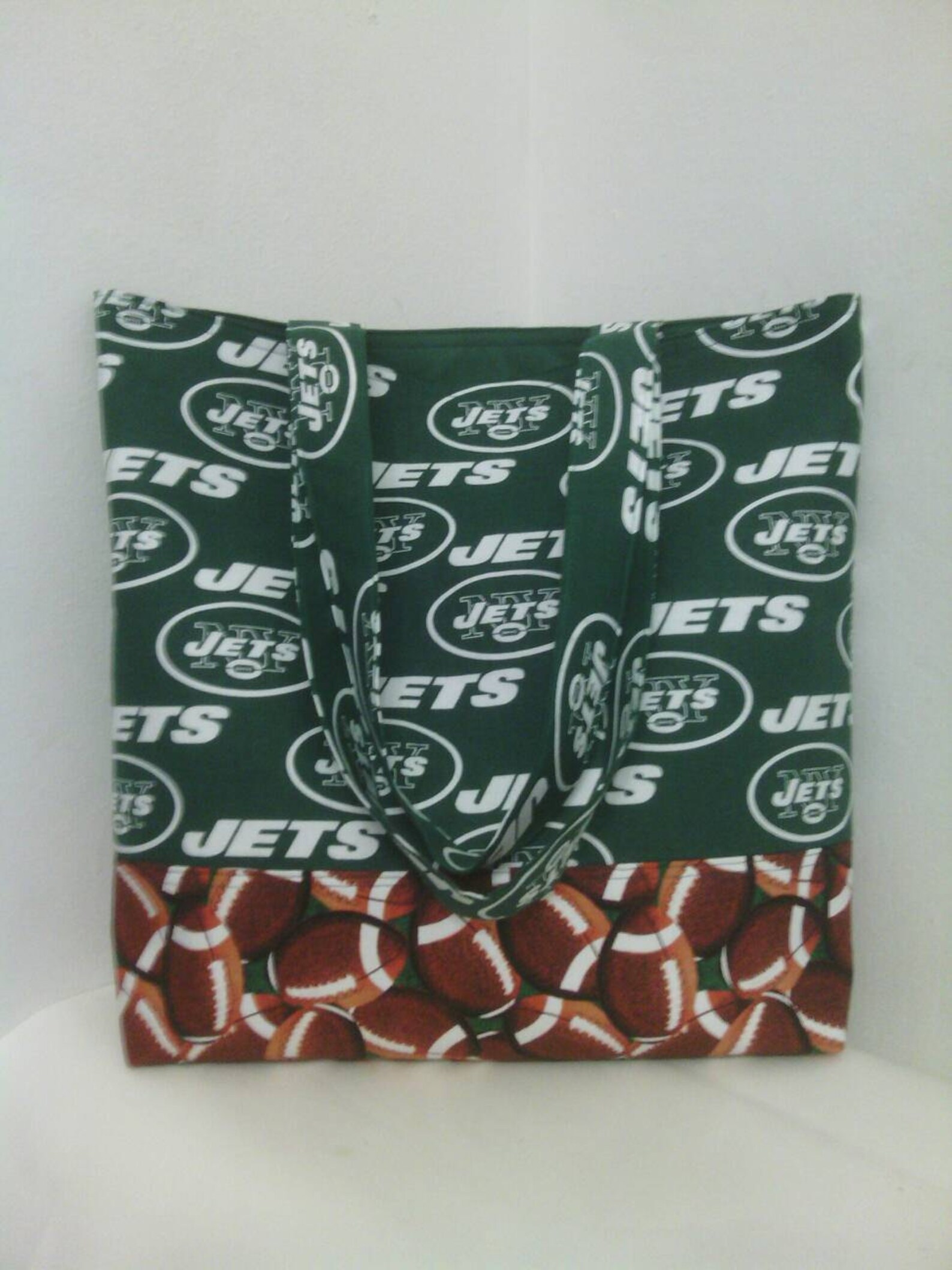 Large New York Jets Inspired Tote W/ Footballs - Etsy