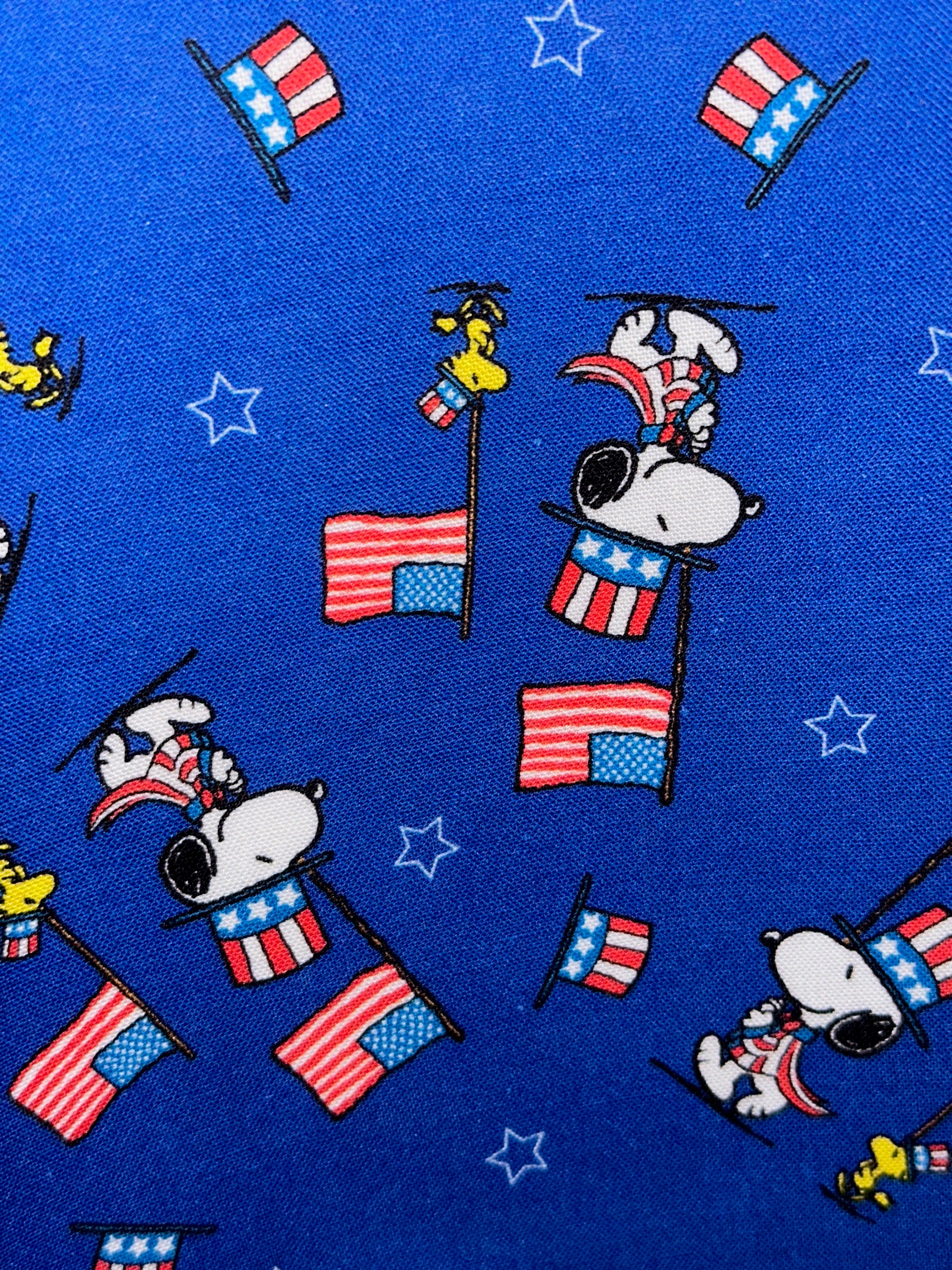Snoopy and Woodstock Inspired Patriotic Flags on Blue Cotton Tote - Etsy