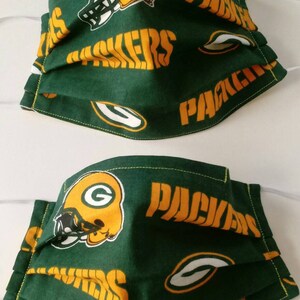 Green Bay Packers Inspired Pleated Adult Face Masks W/ Filter Pocket ...