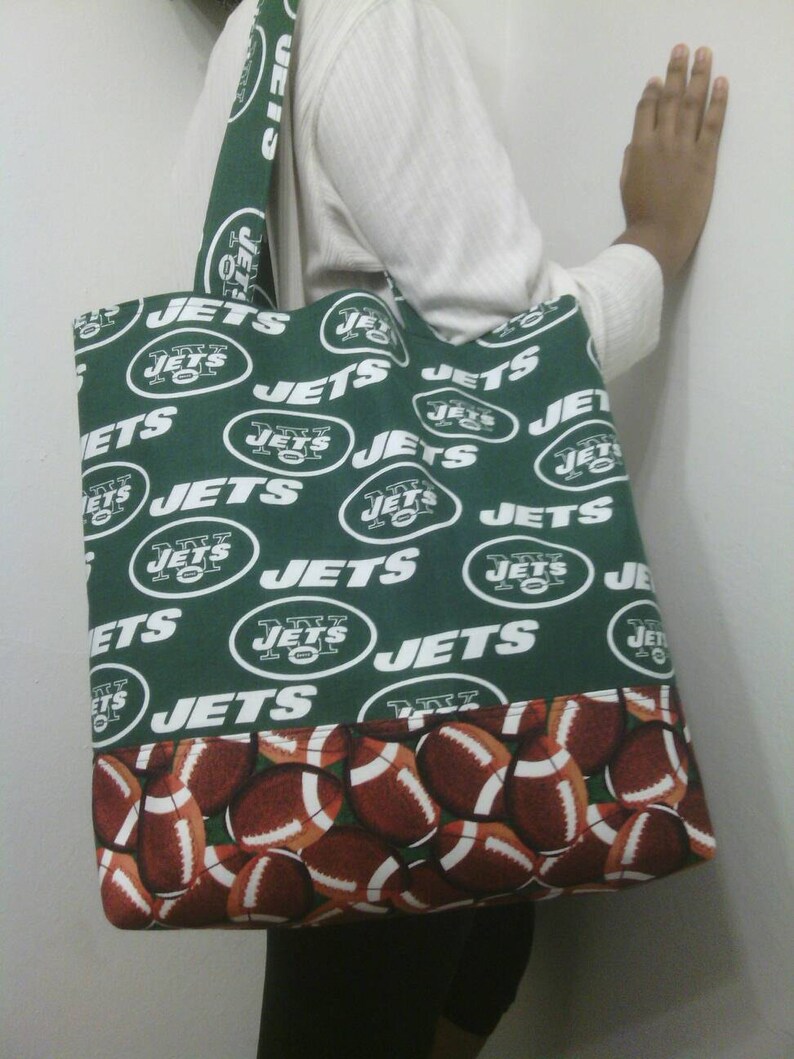 Large New York Jets Inspired Tote W/ Footballs - Etsy