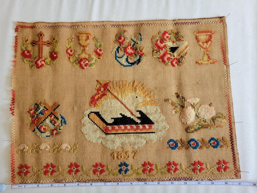 Antique Berlin Wool Work Sampler Dated 1857 - Etsy