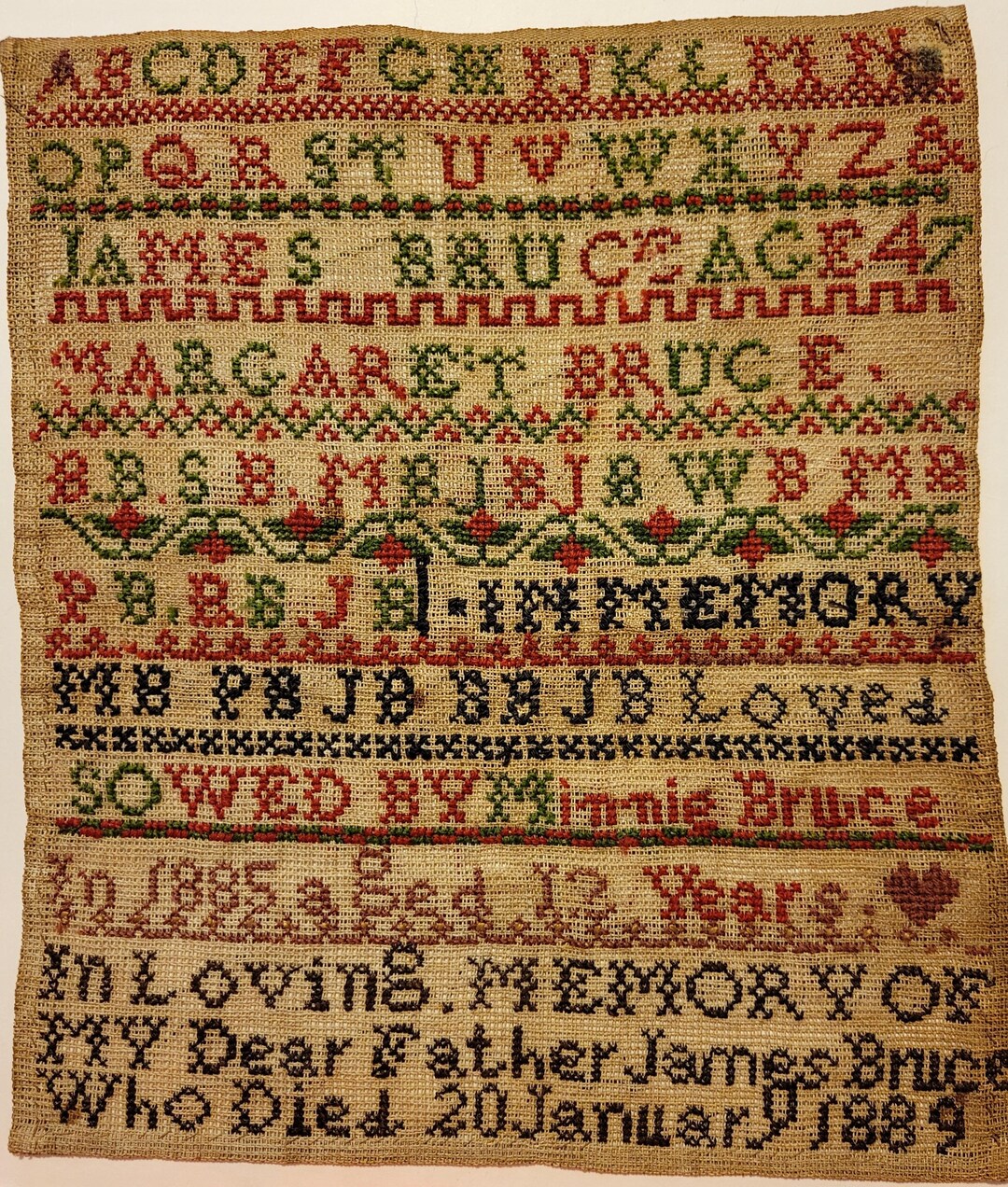 Minnie Bruce 1885 Reproduction Sampler Digital Download - Etsy
