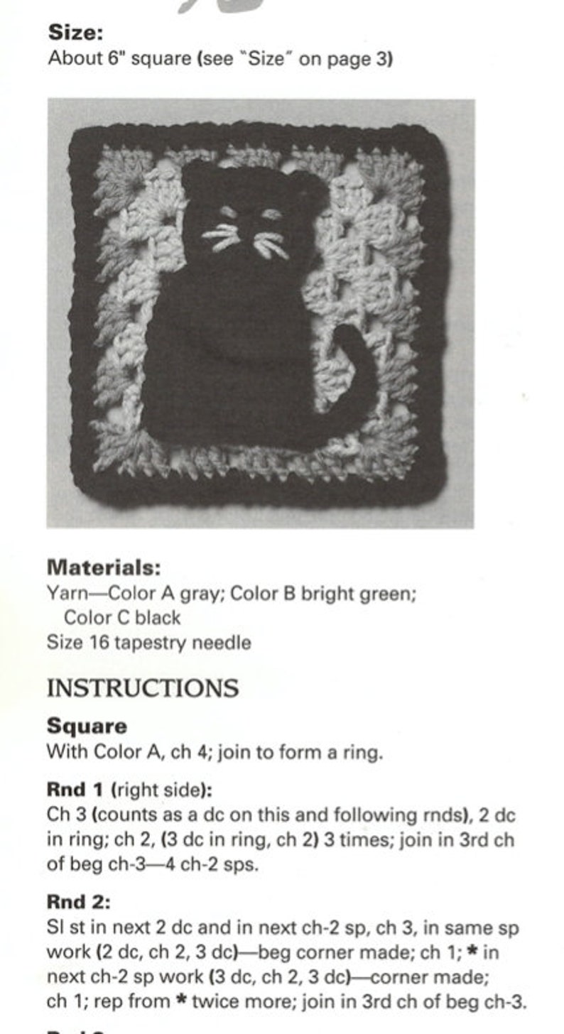 Sweet Kitten Granny Square Crochet Pattern Applique 6 - Etsy