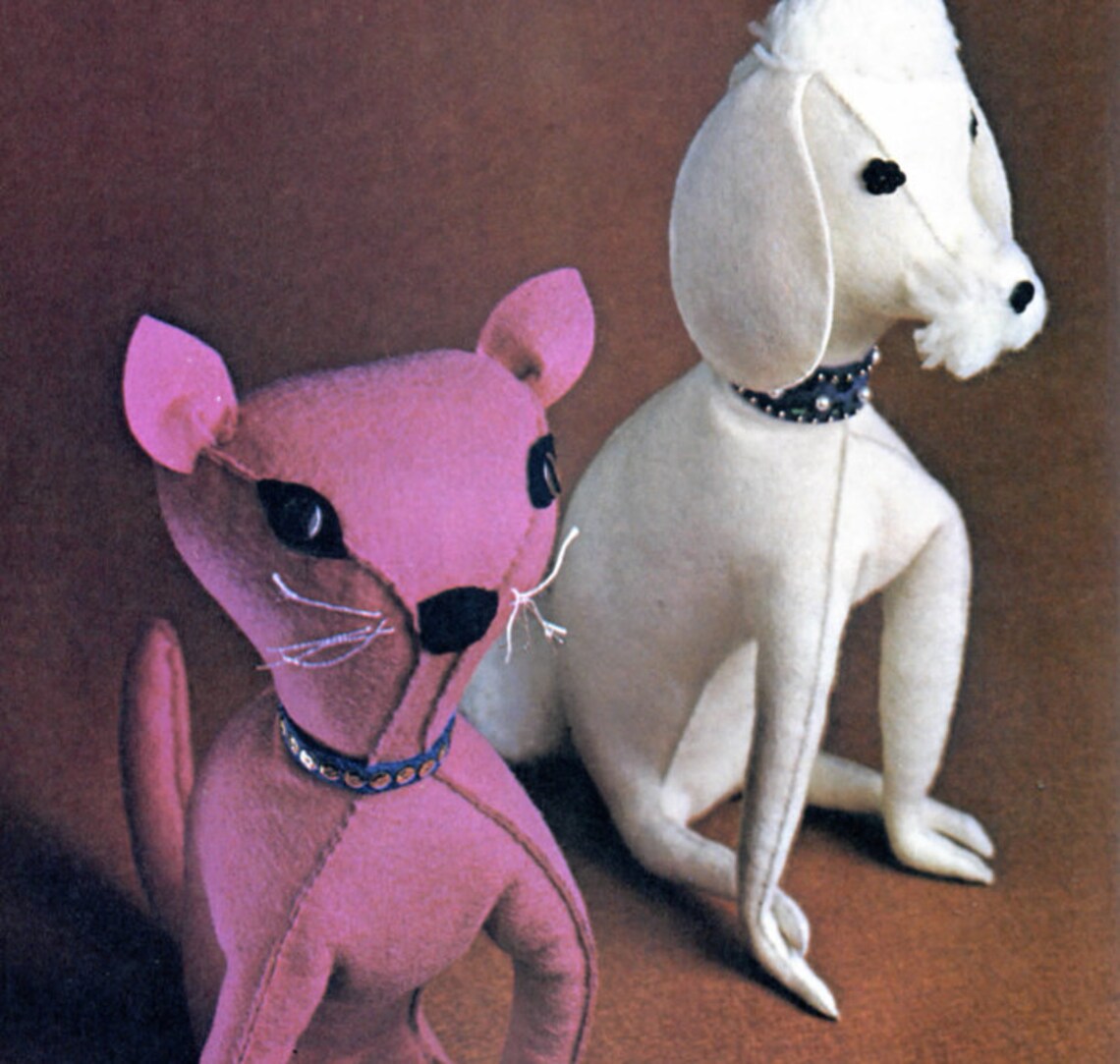 Cat and Poodle Felt Toy Sewing Pattern, Instant Digital Download Pdf ...
