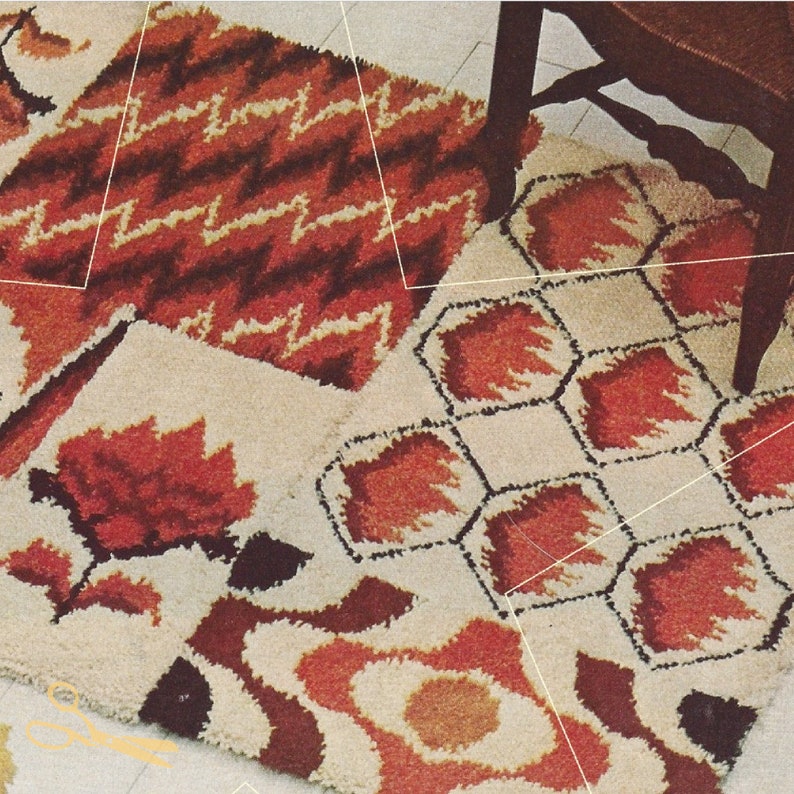Bargello Latch Hook Rug Pattern Pdf 70s Retro Decor Instant - Etsy