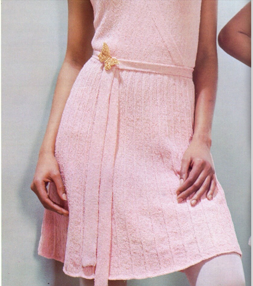 Classic Pink Wrap Dress Knitting Pattern 1970s Retro | Etsy