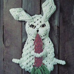 8 Large Macramé Wall Hanging Patterns 70s Raccoon Snail Rabbit Monkey ...