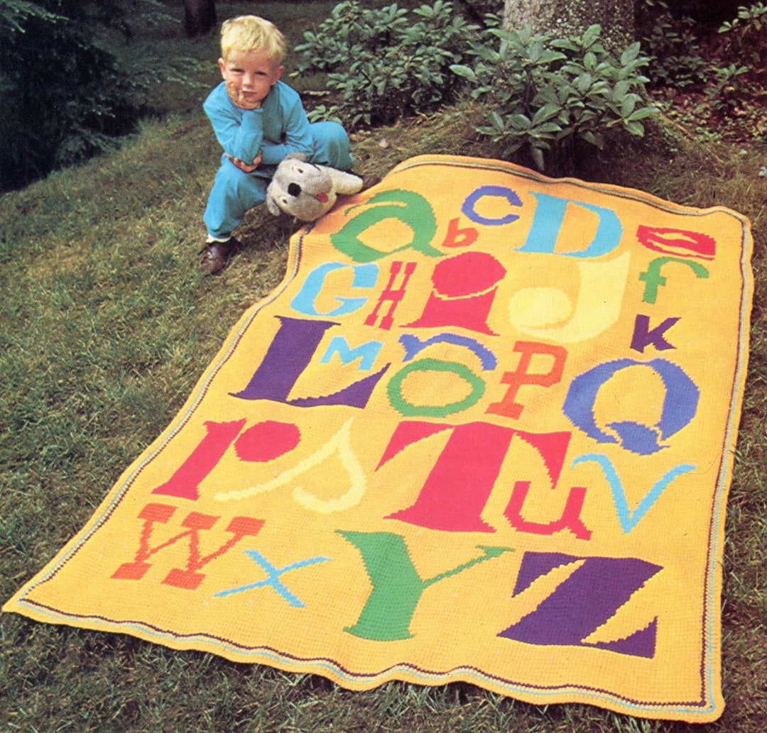 Iconic Alphabet Baby Blanket Crochet Pattern, Afghan Stitch With Chart ...