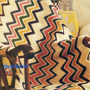 Iconic Chevron Ripple Afghan Pattern, Instant Digital Download Pdf, 70s ...