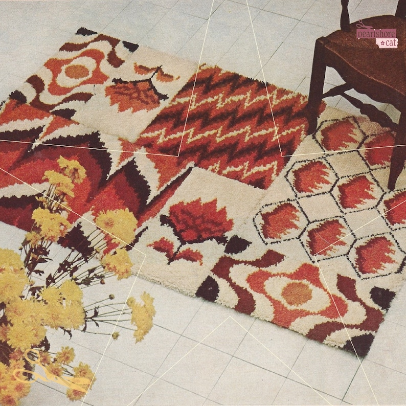 Bargello Latch Hook Rug Pattern Pdf 70s Retro Decor Instant - Etsy