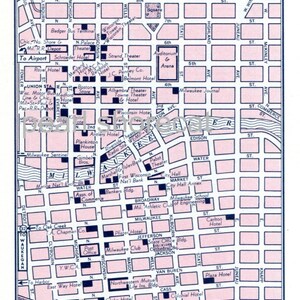 60s Pink Map Milwaukee Wisconsin, Retro Decor Printable State City Road ...