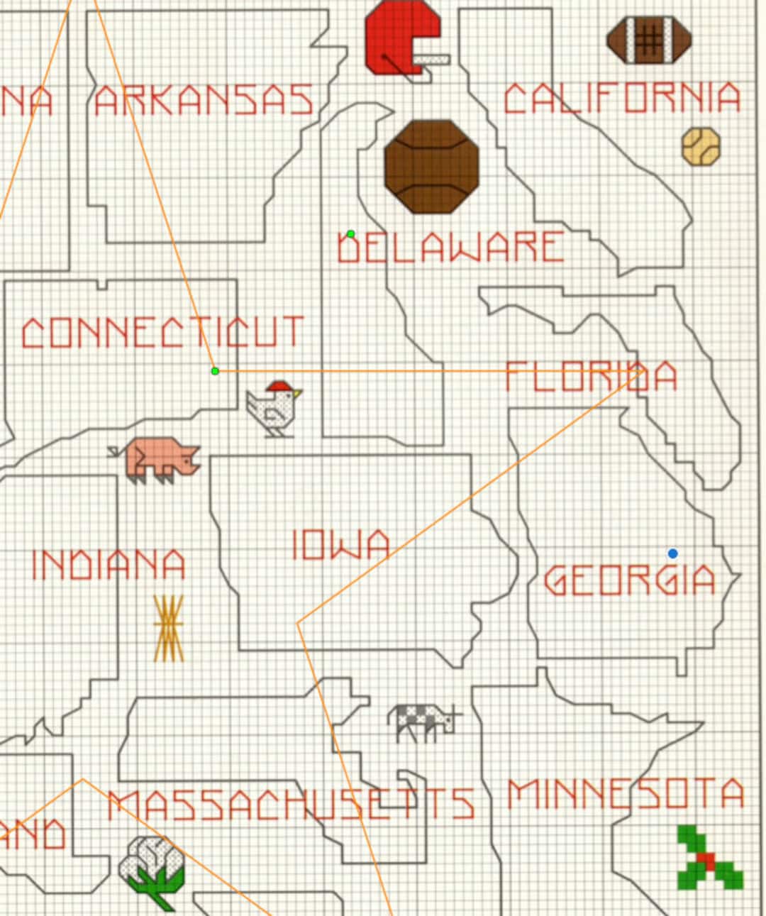 50 Nifty States Cross Stitch Patterns State Symbols & Alphabet ...