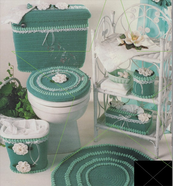 7 Piece Bathroom Set Toilet Paper Tissue Topper Rug Seat Lid & - Etsy
