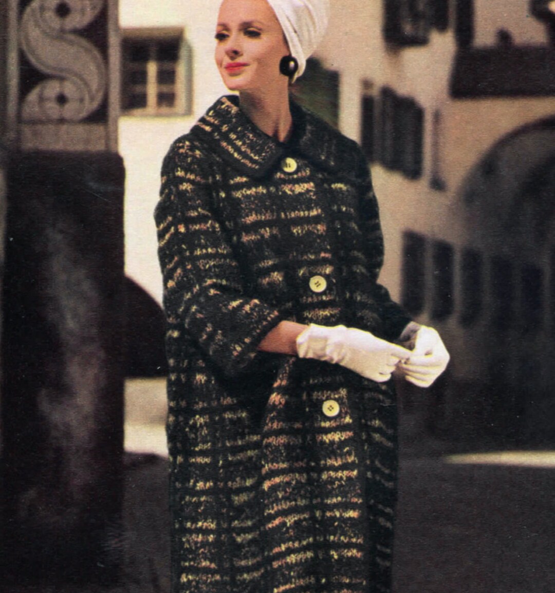 60s Swagger Coat Knit Pattern Instant Digital Download Pdf, Winter Warm ...