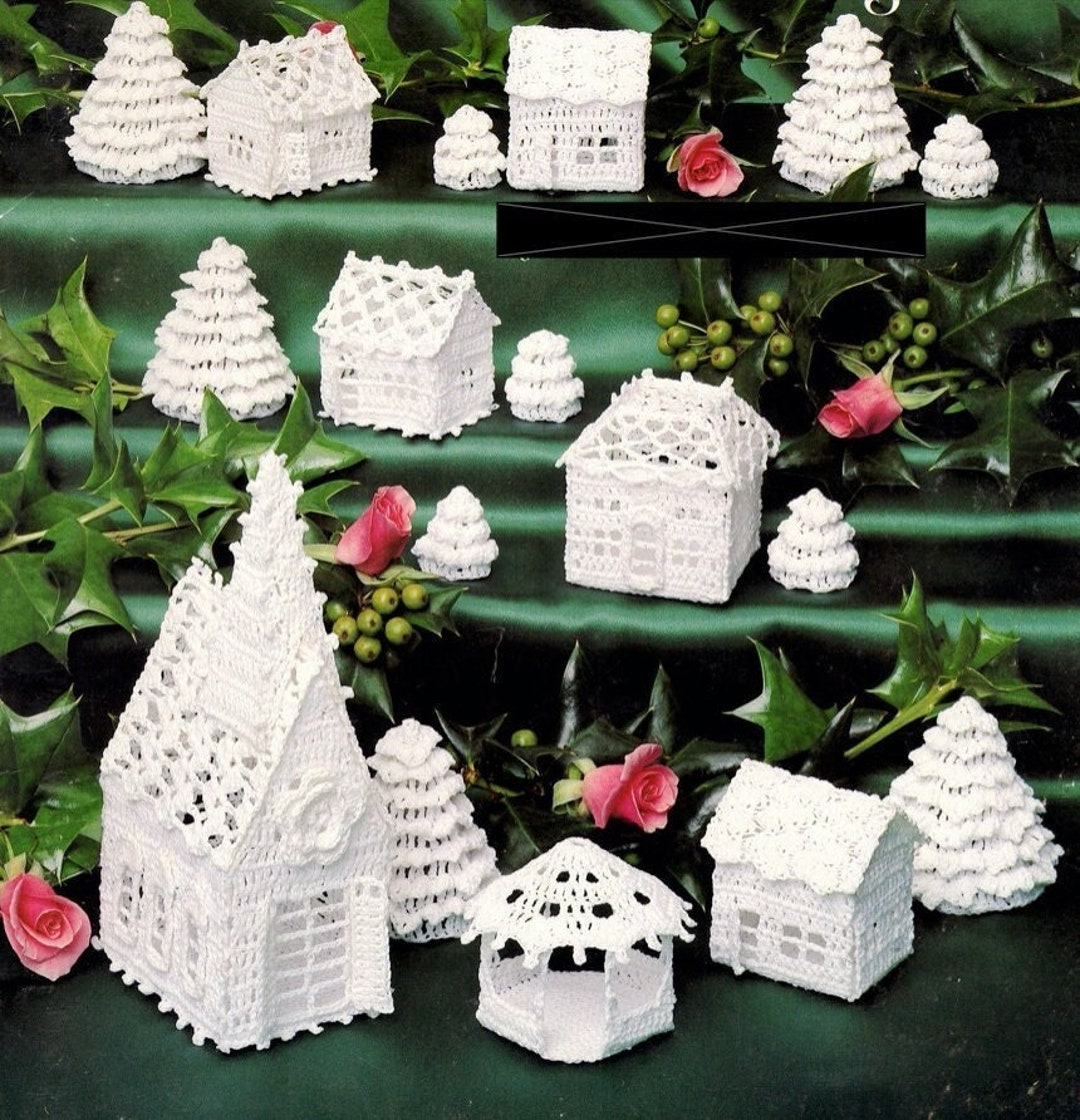 5 Christmas Church & Village Crochet Pattern Set, Instant Digital ...