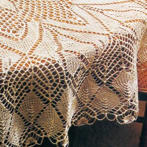 Large Round Knit Tablecloth Pattern Beautiful Heirloom Design - Etsy