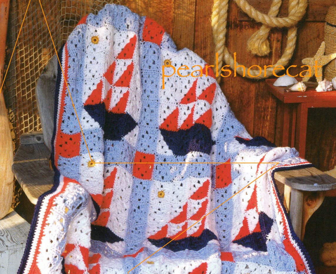 Granny Square Sail Boat Crochet Blanket Pattern Instant | Etsy
