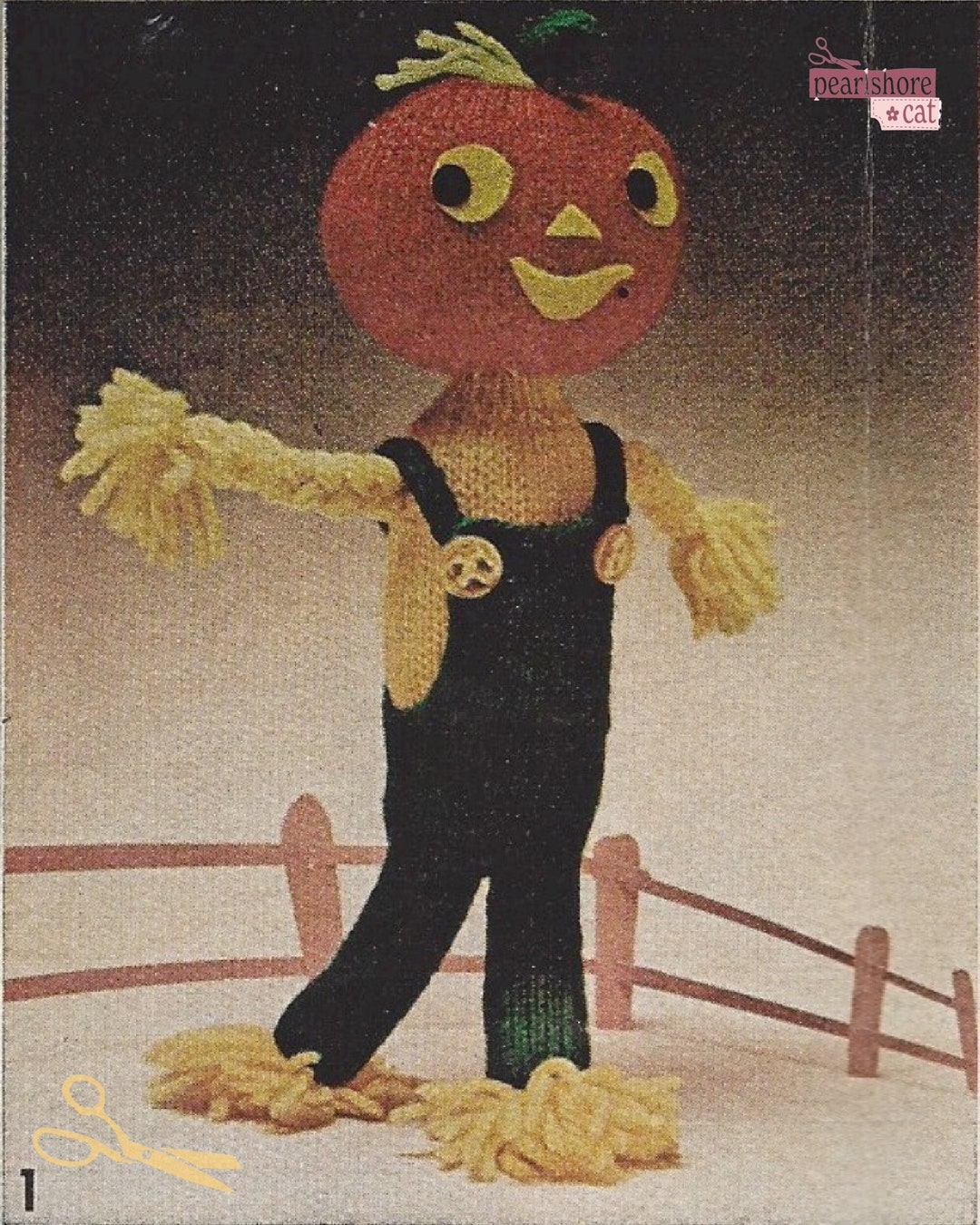 Scarecrow Pumpkin Knitting Pattern Pdf Vintage 70s Knit Pattern Instant ...