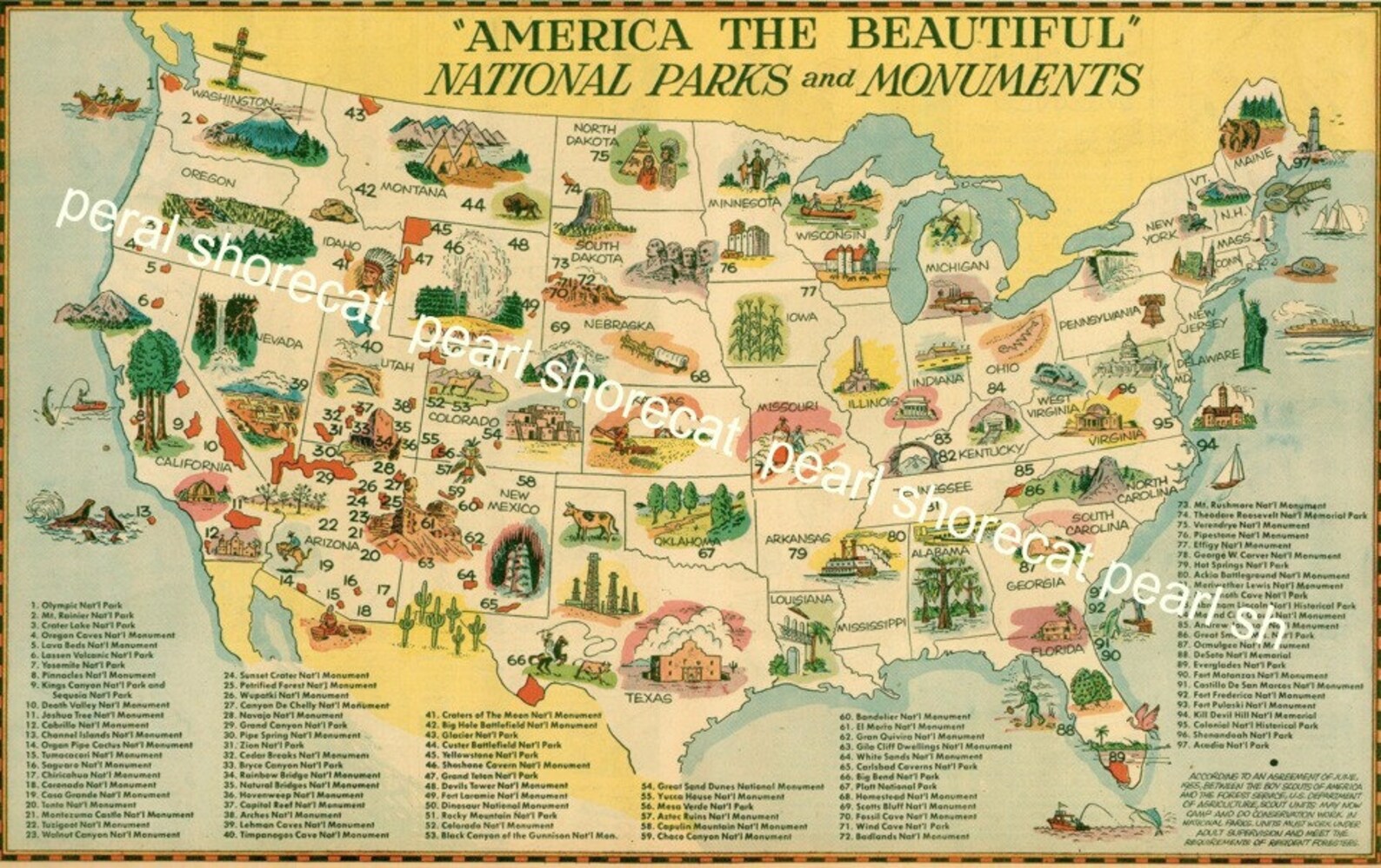 MCM National Parks and Monuments Map, Instant Digital Download ...