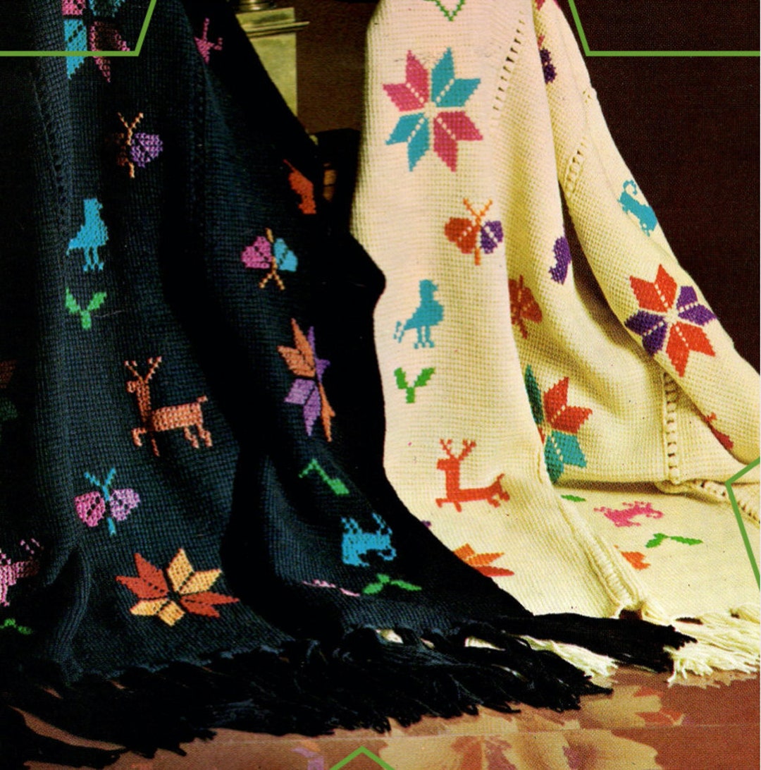 Peruvian Crochet Blanket Pattern, Tunisian Stitch With Cross Stitch ...