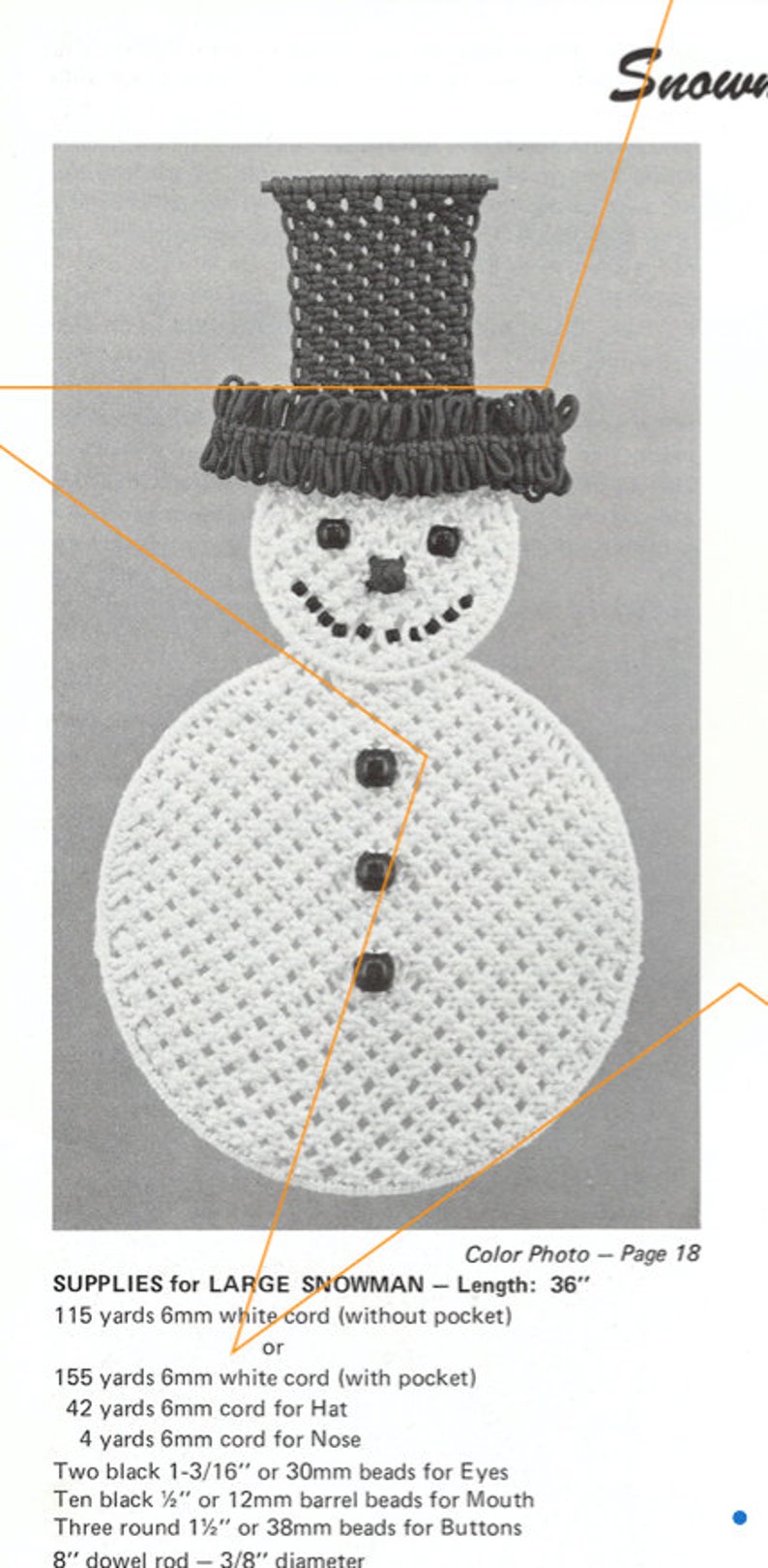 2 Macrame Patterns Wall Hanging Snowman Holiday Decor Instant Digital ...