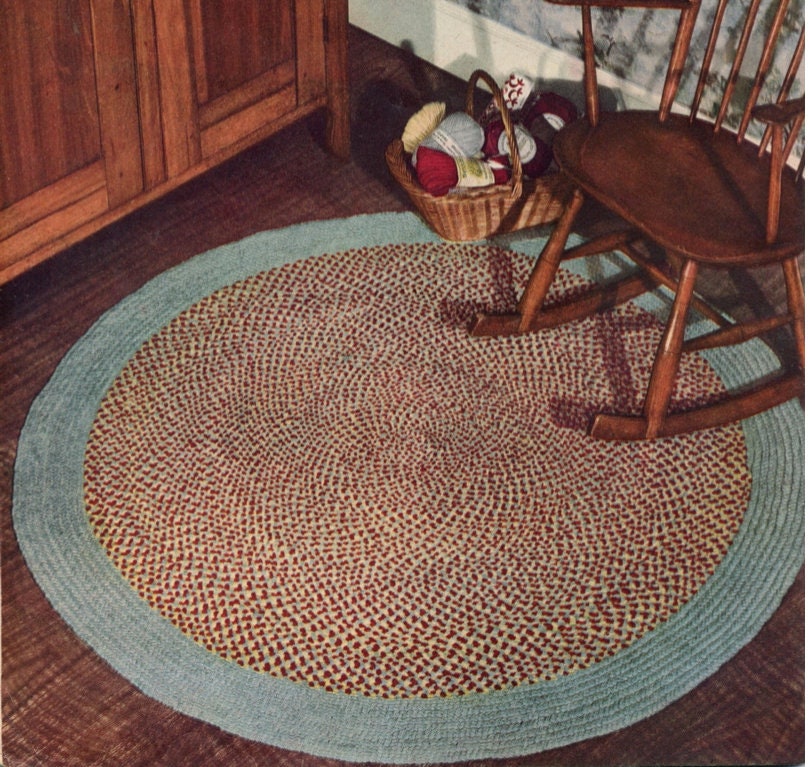 MCM Braided Round Rag Rug Pattern, Mid Century Fifties Home Decor ...