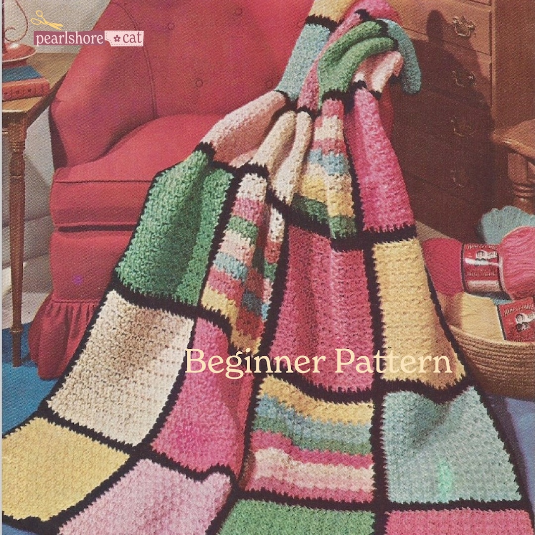 Vintage Crochet Blanket Pattern Pdf Easy Beginner Instant Digital ...