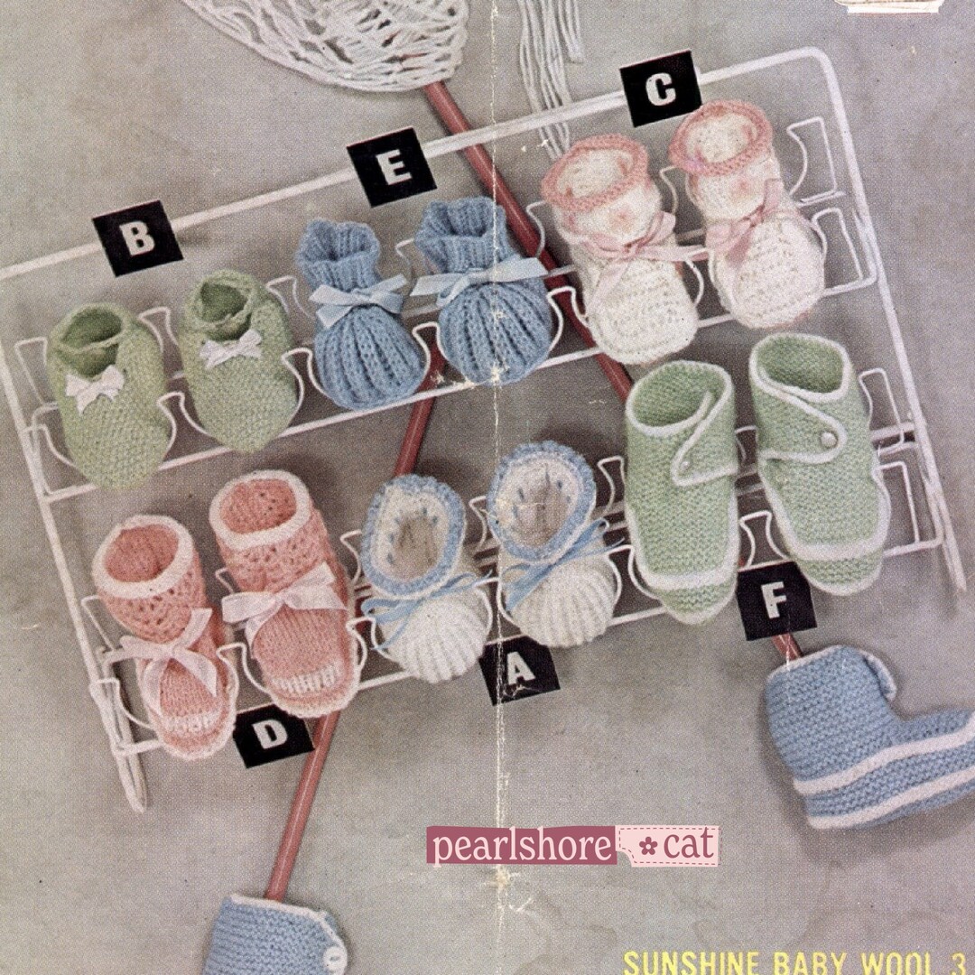 6 Vintage 60s Perfect Little Baby Booties Knitting Patterns Pdf ...