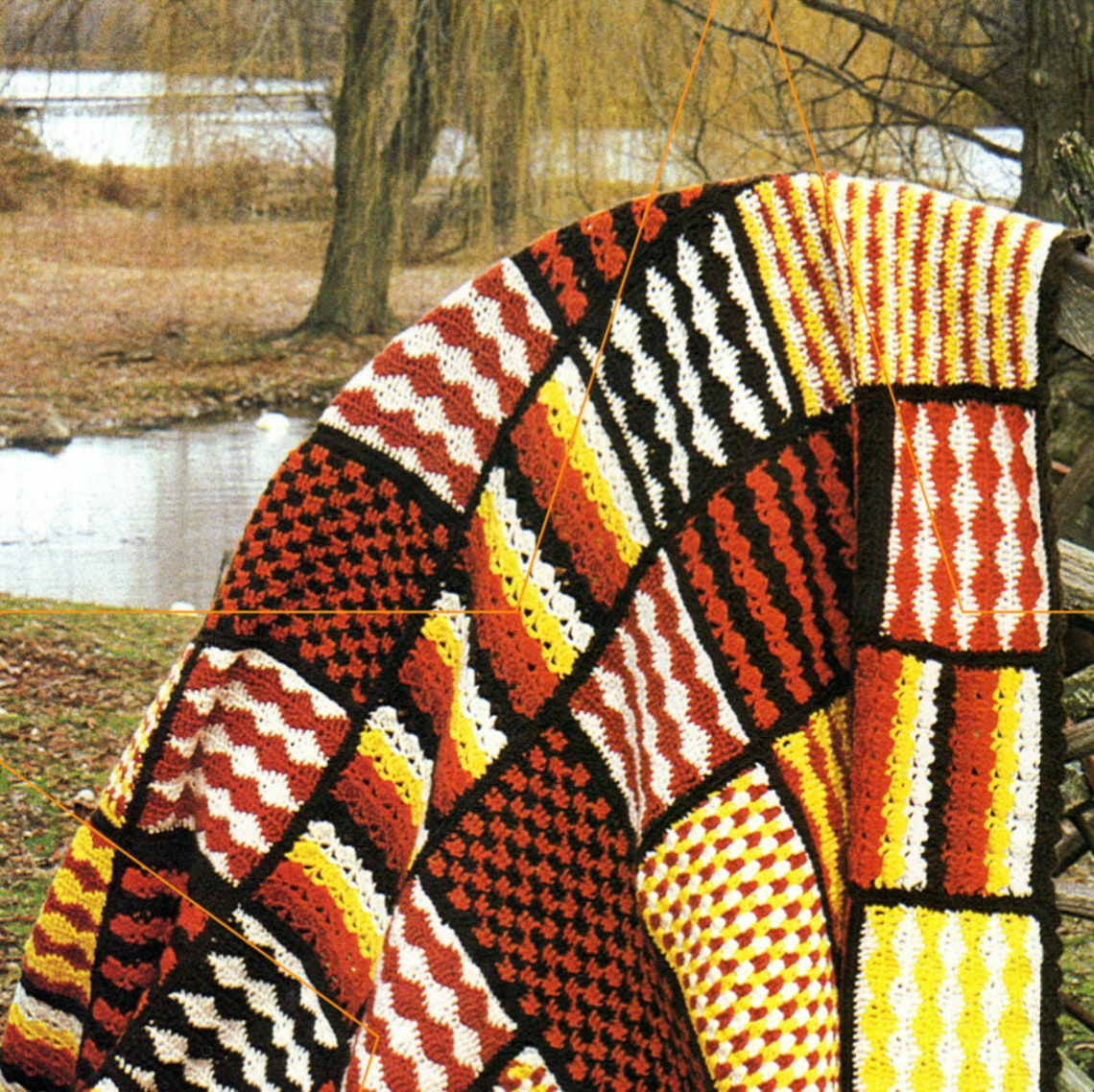 Retro Patchwork Crochet Blanket Pattern Instant Digital | Etsy