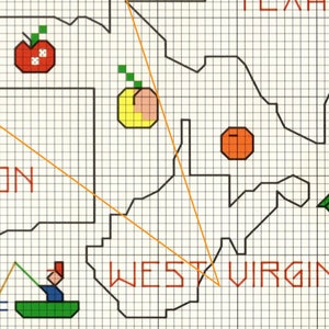 50 Nifty States Cross Stitch Patterns State Symbols & Alphabet ...