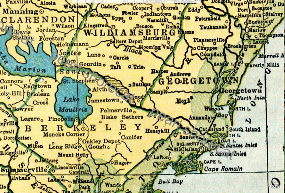 1940s South Carolina City Street Map Printable at Home Easy | Etsy