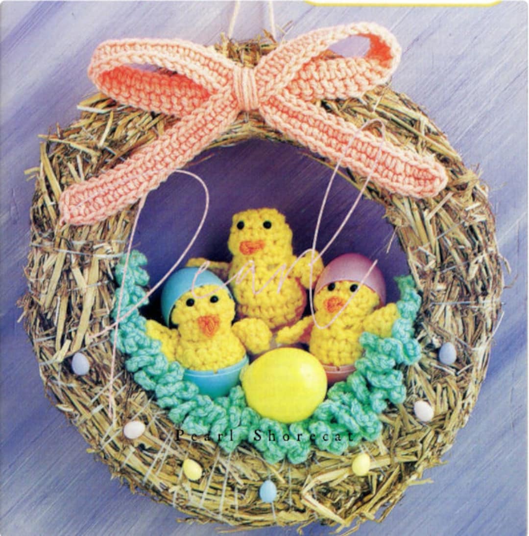 Easter Spring Wreath Crochet Pattern Adorable Peeps Hatching - Etsy