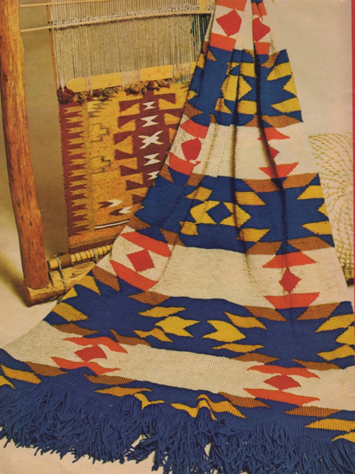 Navajo Stockinette Stitch Knit Afghan Pattern 40x56 Indian - Etsy UK