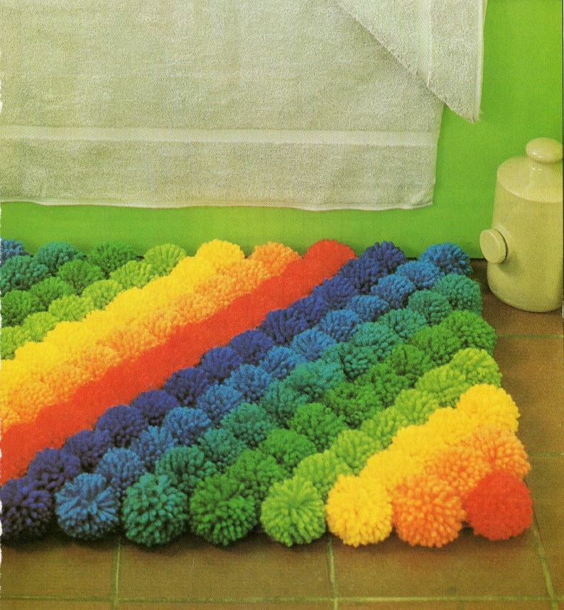 So Easy Rainbow Bath Mat Pattern Retro Home Decor Rug - Etsy
