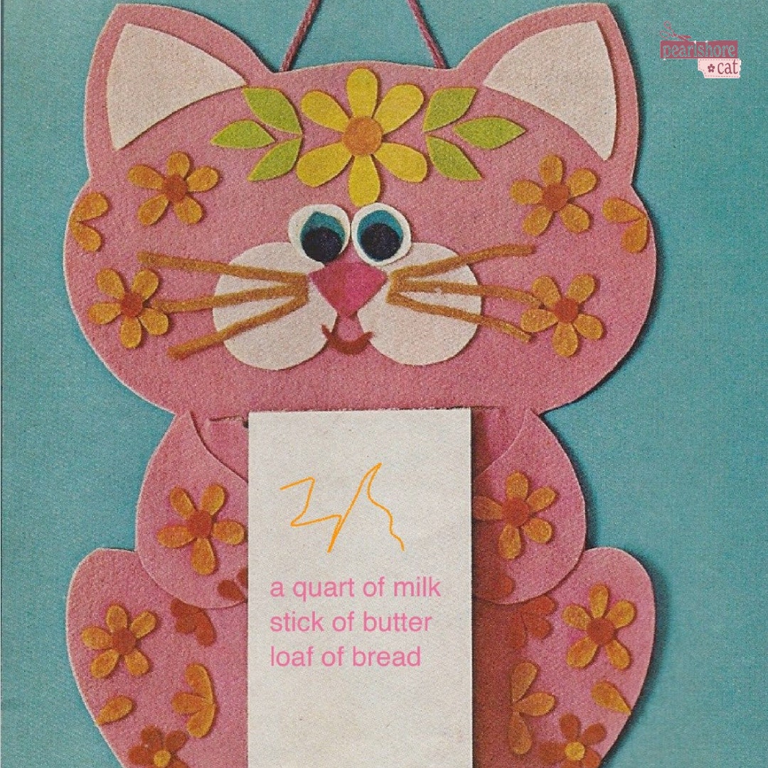 Retro Pink Cat Message Board Felt Pattern Pdf, Instant Digital Download ...