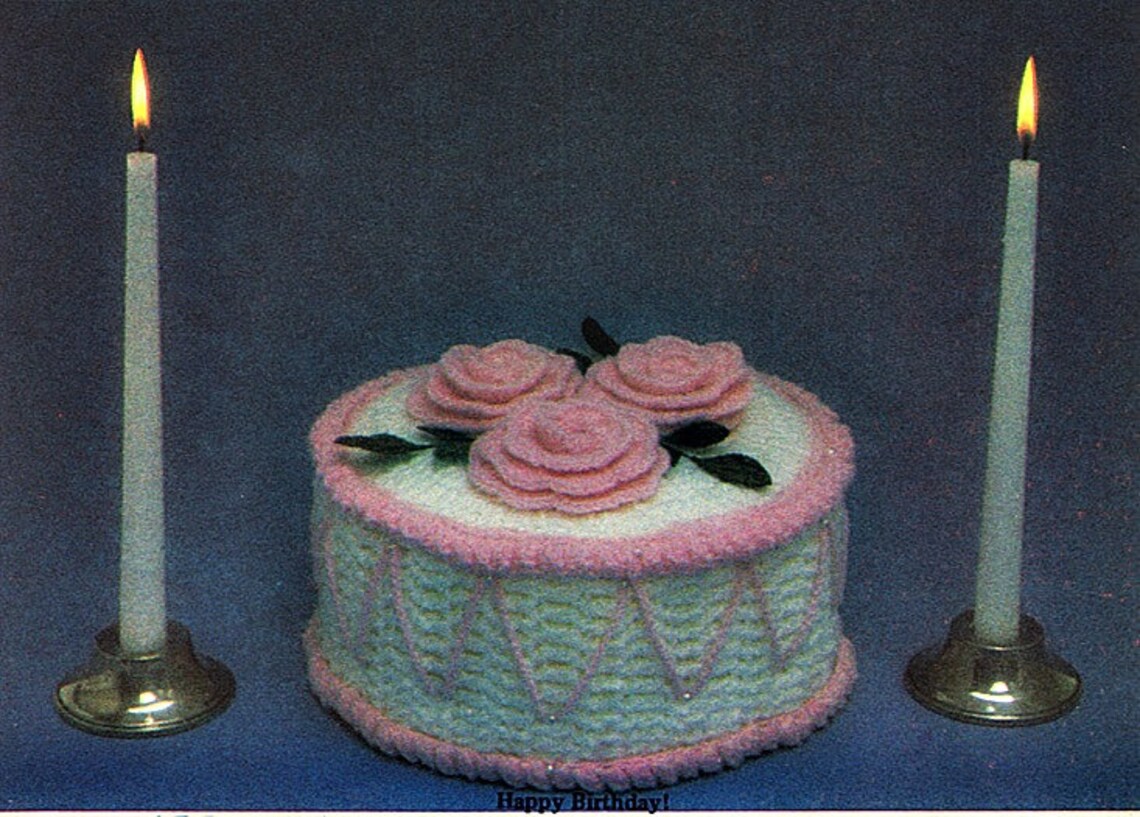 Cake 80s Birthday Cake Crochet Pattern Frosting Rosettes | Etsy