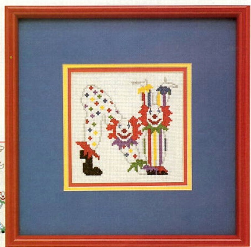 Alphabet Cross Stitch Pattern, Fun Clown in Abcs Retro Font 1970s ...